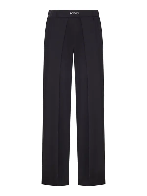 Loewe Tailored Wool Trousers With Jacquard Elasticated Waist - Black