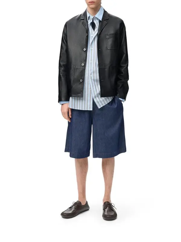 Loewe Lightweight Cotton Chambray Shorts - Blue