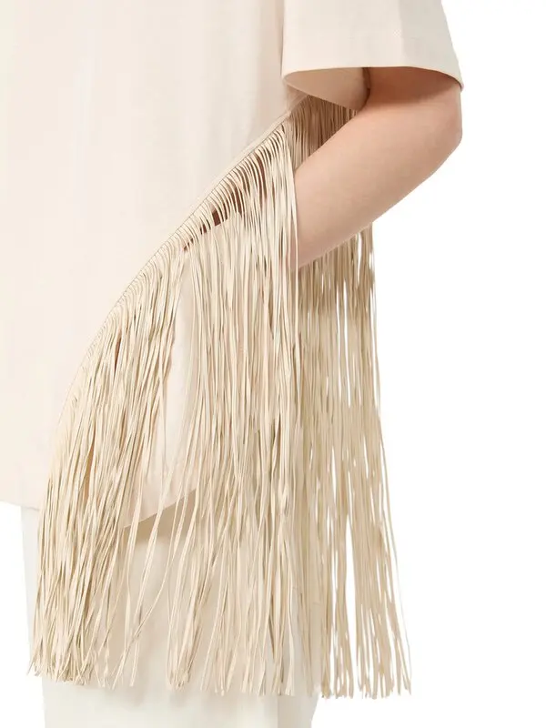 Sportmax Compact Jersey T-shirt With Fringes - Cream