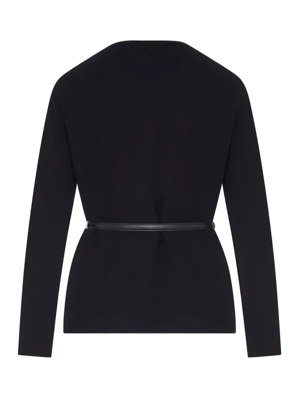 Max Mara Wool Cardigan With Leather Accents