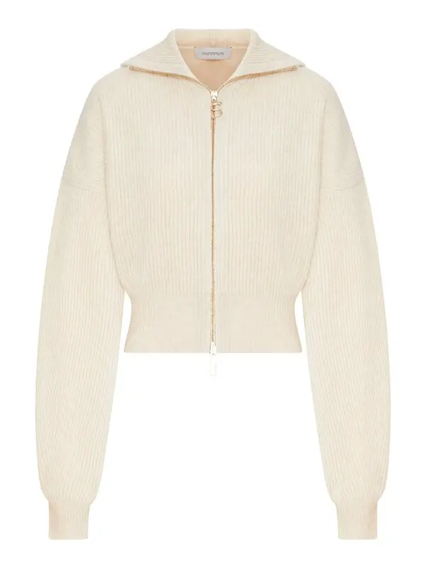 Sportmax Ribbed Wool Cardigan With Wide Collar - Multicolor