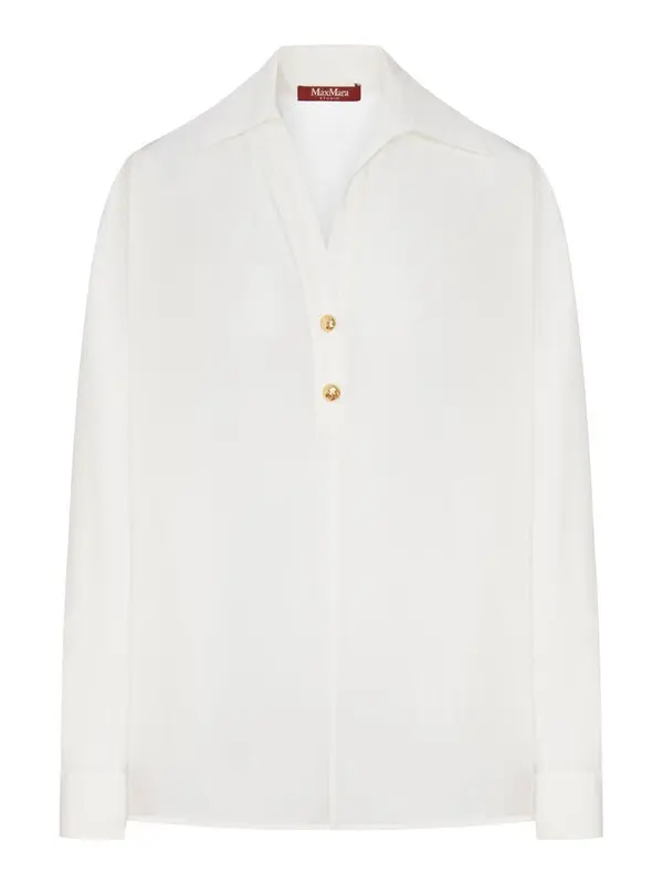 Max Mara Silk Crepe De Chine Polo Shirt - White