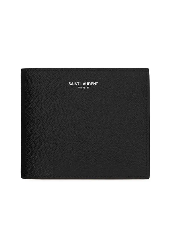 Saint Laurent East / West Wallet With Purse Textured Leather - Black