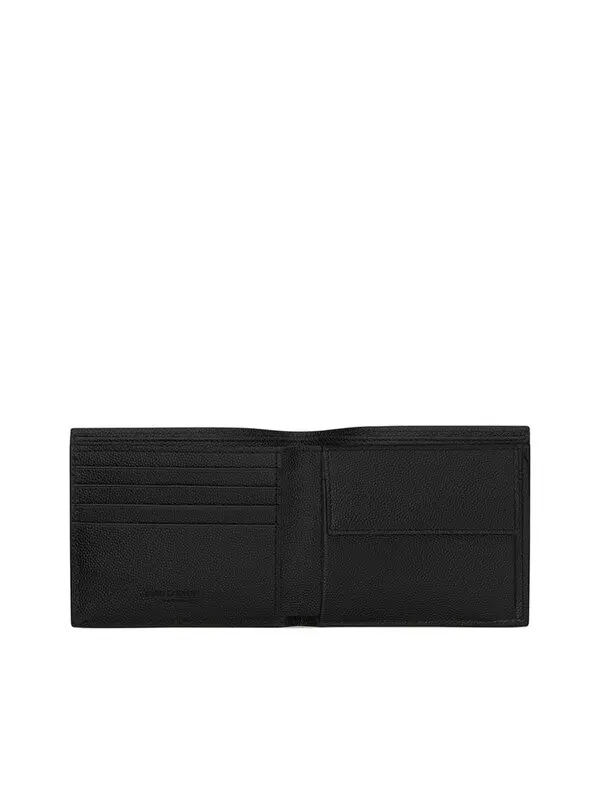 Saint Laurent East / West Wallet With Purse Textured Leather