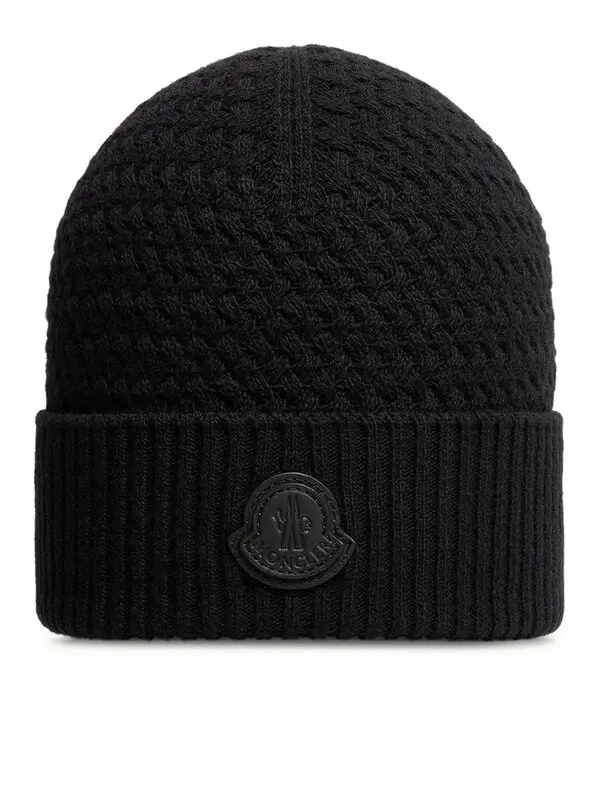 Moncler Cashmere Blend Beanie - Black