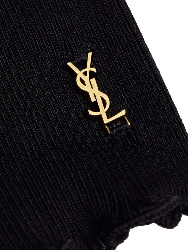 Saint Laurent Ribbed Silk V-neck Cassandre Top
