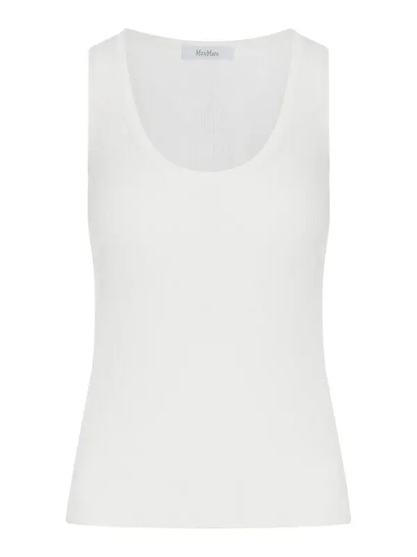 Max Mara Fitted Ribbed Viscose Crepe Top - White
