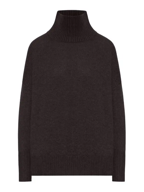 LISA YANG Heidi Ribbed Turtleneck Sweater In Cashmere Wool - Brown
