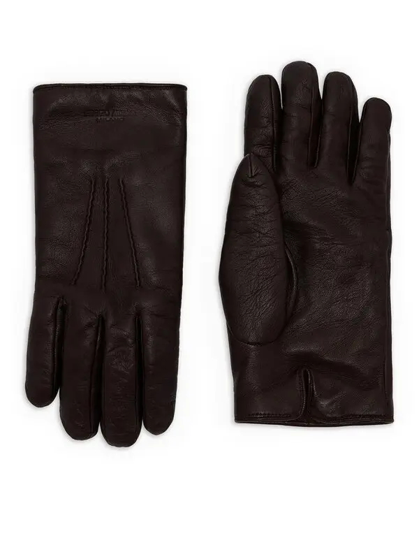 Giorgio Armani Lambskin Gloves With Cashmere Lining - Brown