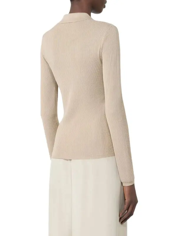 Max Mara Cashmere And Silk Ribbed Polo Sweater - Cream
