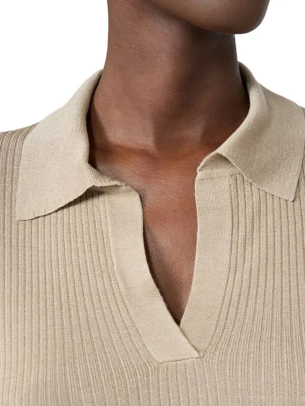 Max Mara Cashmere And Silk Ribbed Polo Sweater - Cream