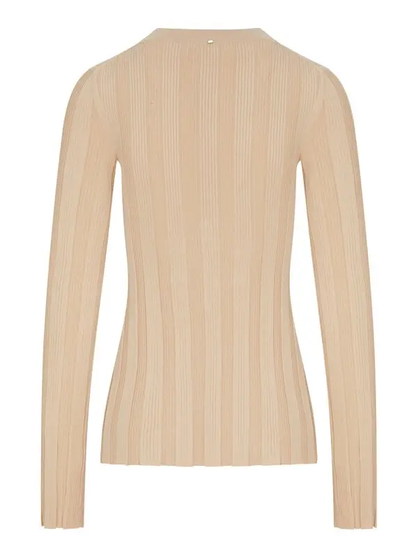 Sportmax Slim Ribbed Viscose Blend Cardigan - Cream
