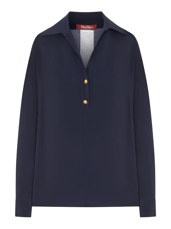 Max Mara Silk Crepe De Chine Polo Shirt