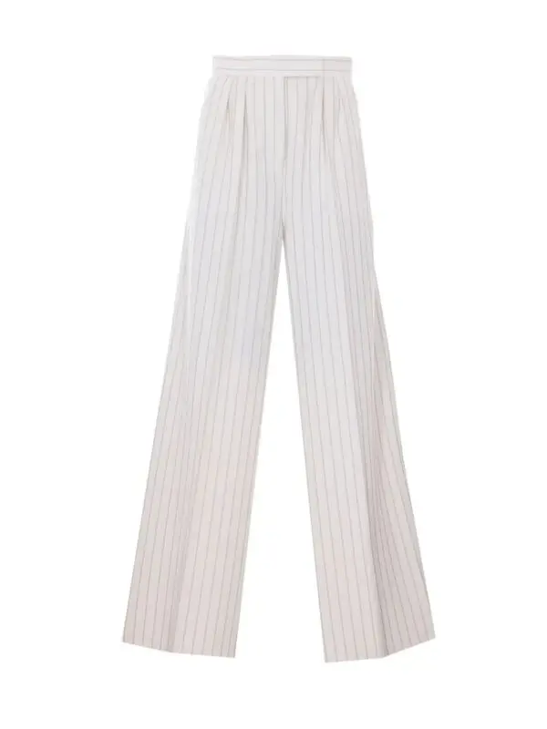 Max Mara Striped Cotton Trousers - White