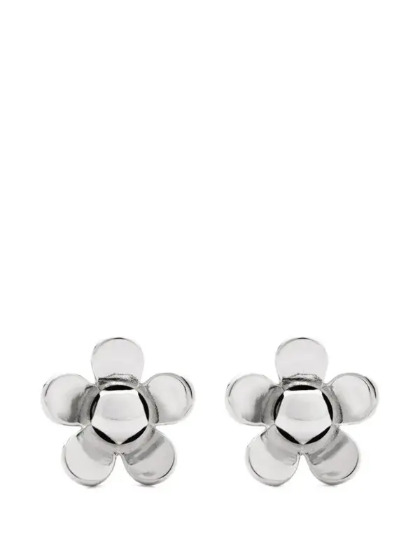 Marc Jacobs Daisy Stud Earrings In Polished Brass - Silver