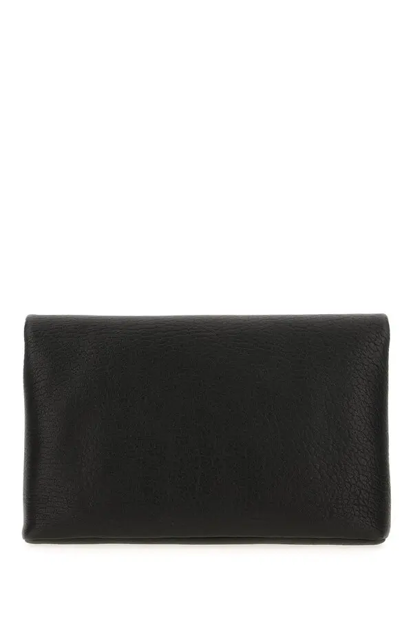 Saint Laurent Textured Leather Envelope Clutch With Gold Tone Logo