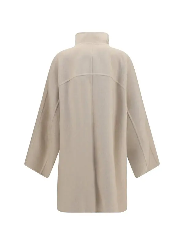 Alaïa Asymmetric Double Face Cashmere Coat - Cream