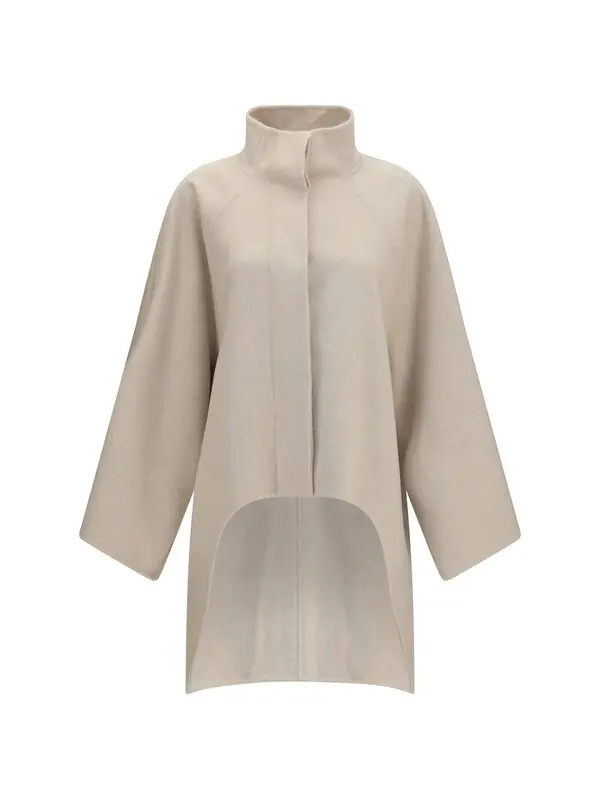 Alaïa Asymmetric Double Face Cashmere Coat - Cream