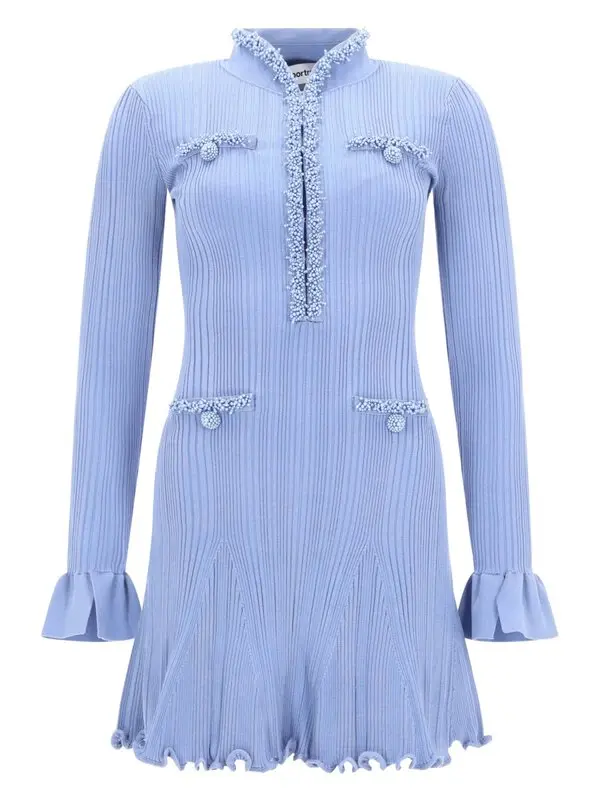 SELF-PORTRAIT Beaded Mini Dress - Blue