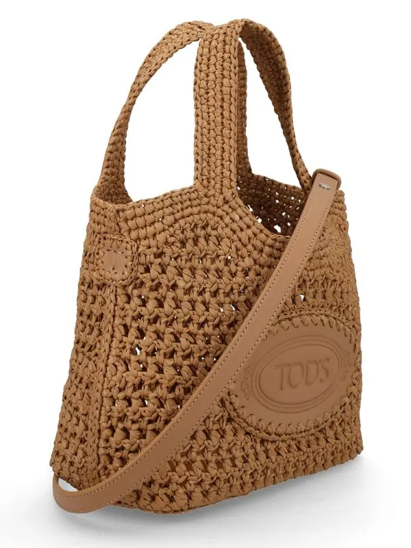 TOD'S Mini Shopper Bag With Logo - Cream