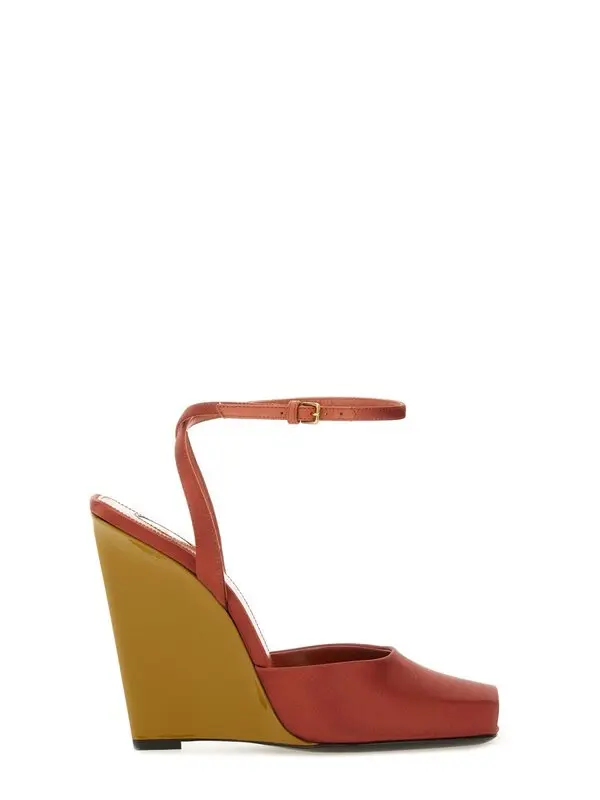 Saint Laurent Sandal The Scandal" Wedge Sandals - Red