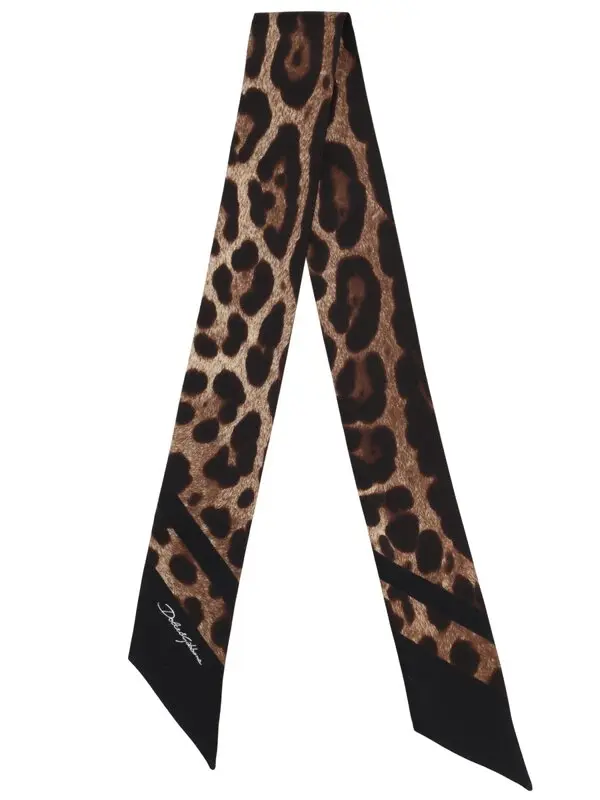 Dolce & Gabbana Silk Bandeau With Leopard Print - Brown