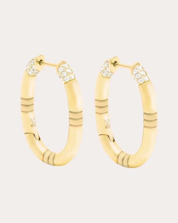 CAMPBELL + CHARLOTTE Diamond Crew Oval Small Hoop Earrings