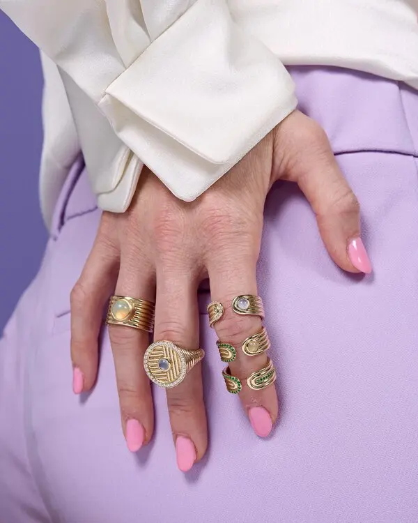 CAMPBELL + CHARLOTTE 14k Yellow Moonstone And Diamond Open Ring