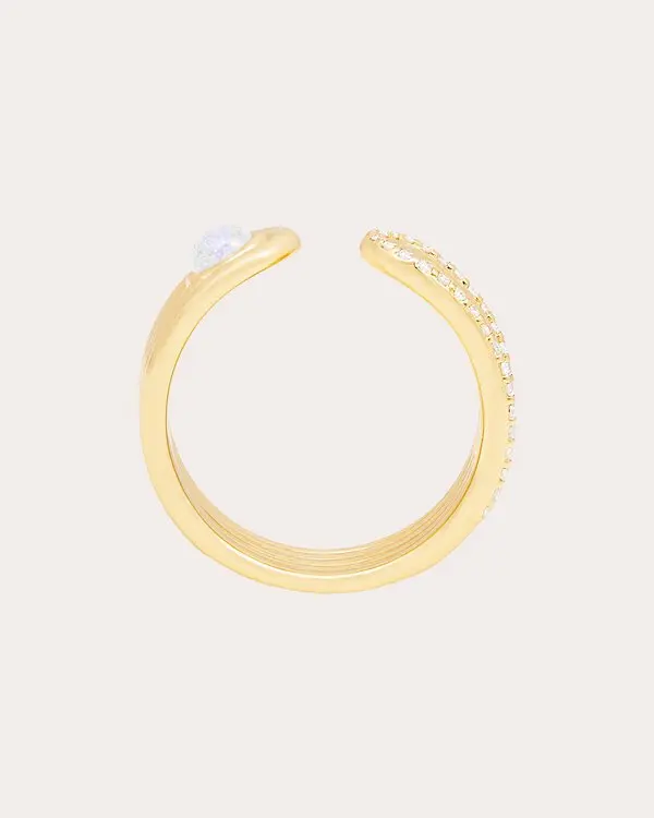 CAMPBELL + CHARLOTTE 14k Yellow Moonstone And Diamond Open Ring