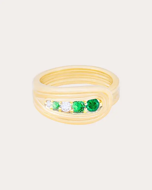 CAMPBELL + CHARLOTTE Diamond & Tsavorite Nest Bypass Ring