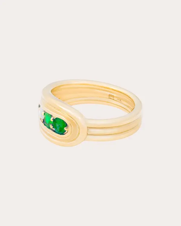 CAMPBELL + CHARLOTTE Diamond & Tsavorite Nest Bypass Ring
