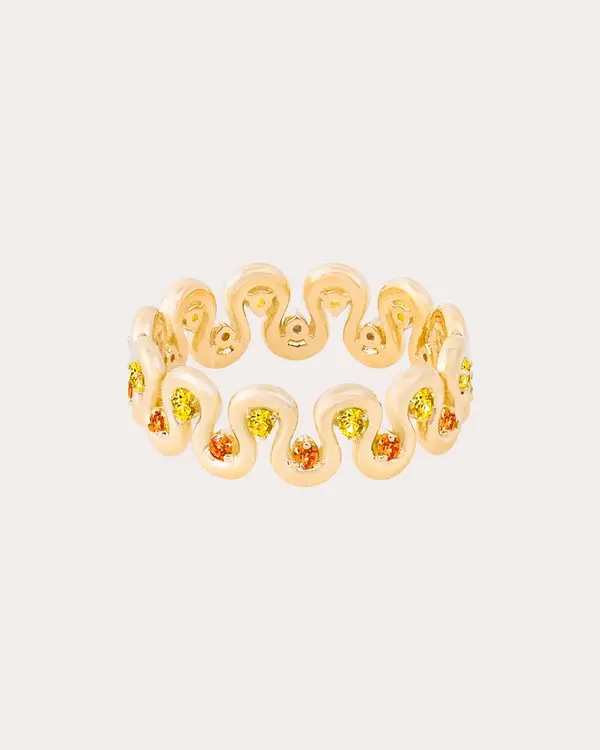 CAMPBELL + CHARLOTTE Squiggle Ring With Multicolor Sapphires In Yellow Gold