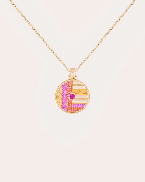 CAMPBELL + CHARLOTTE Multicolor Sapphire Found Large Disc Necklace