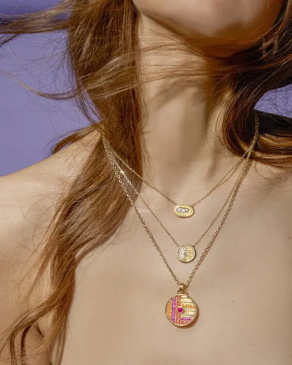 CAMPBELL + CHARLOTTE Multicolor Sapphire Found Large Disc Necklace