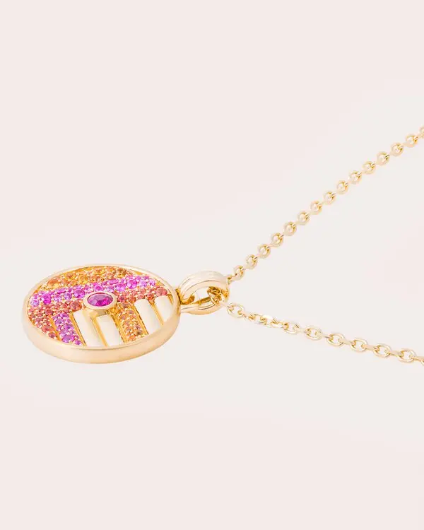 CAMPBELL + CHARLOTTE Multicolor Sapphire Found Large Disc Necklace