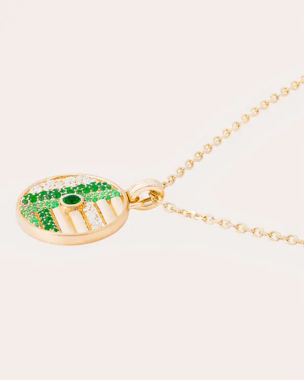 CAMPBELL + CHARLOTTE Diamond & Tsavorite Found Large Disc Necklace