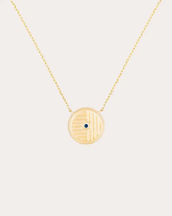 CAMPBELL + CHARLOTTE Amethyst & Sapphire Found Small Disc Necklace