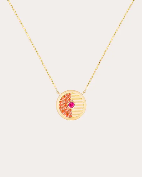 CAMPBELL + CHARLOTTE Small Disc Necklace - Orange