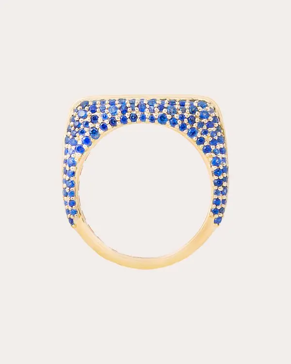 CAMPBELL + CHARLOTTE Amethyst & Sapphire Found Rib Curve Band Ring In Yellow Gold - Blue