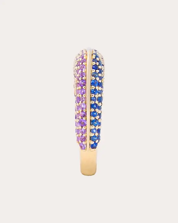 CAMPBELL + CHARLOTTE Amethyst & Sapphire Found Rib Curve Band Ring In Yellow Gold