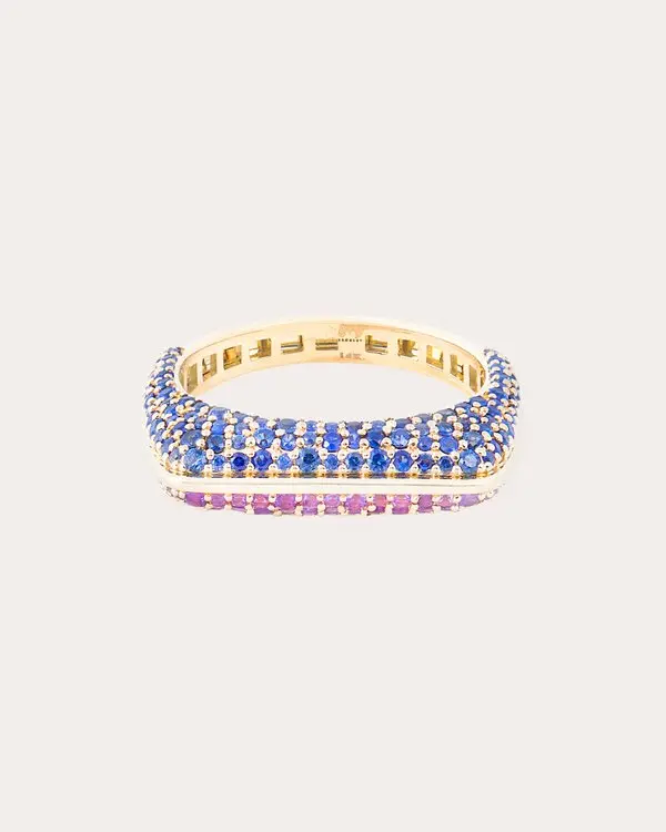 CAMPBELL + CHARLOTTE Amethyst & Sapphire Found Rib Curve Band Ring In Yellow Gold