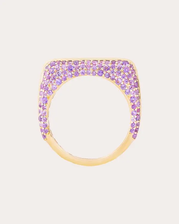 CAMPBELL + CHARLOTTE Amethyst & Sapphire Found Rib Curve Band Ring In Yellow Gold