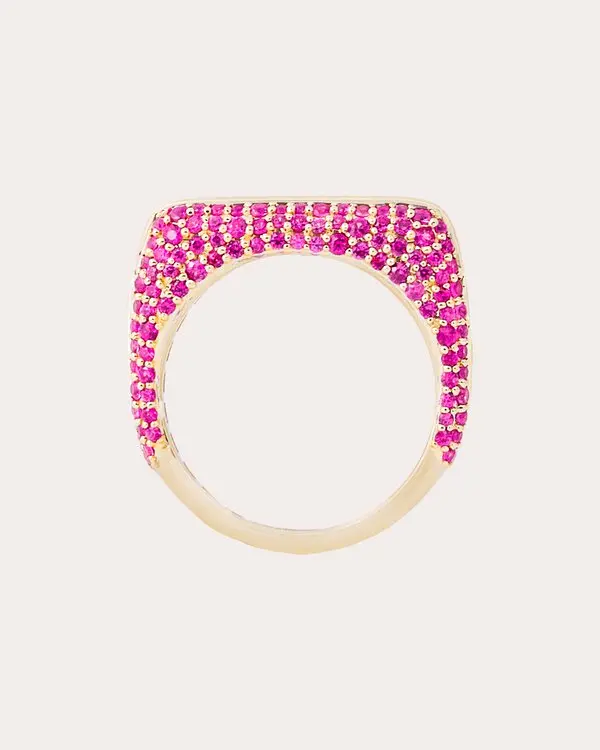 CAMPBELL + CHARLOTTE Sapphire Found Rib Curve Band Ring - Pink