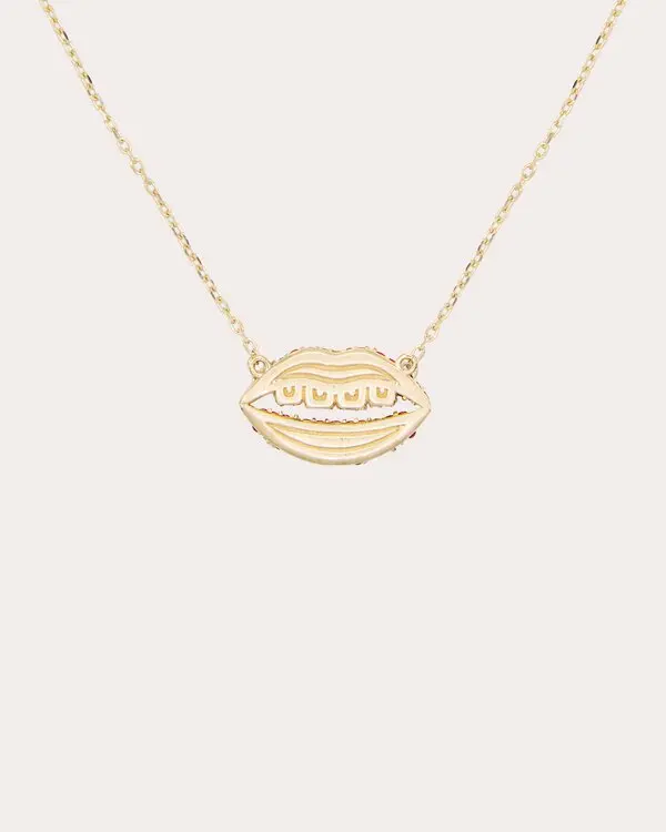 CAMPBELL + CHARLOTTE 14k Yellow Gold Ruby & Diamond Lips Charm Necklace