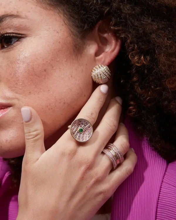 CAMPBELL + CHARLOTTE Amethyst Revel Dimensional Cigar Band Ring