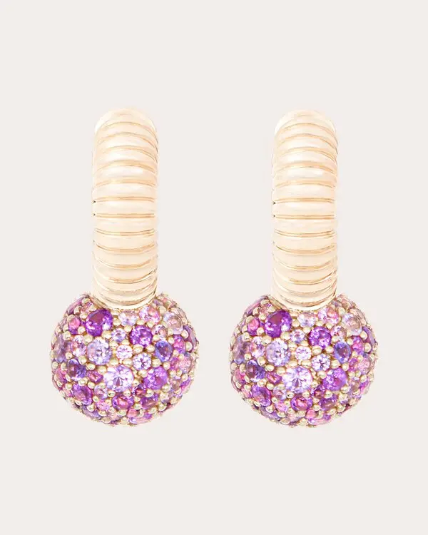 CAMPBELL + CHARLOTTE Amethyst Revel Bobble Huggie Earrings - Purple