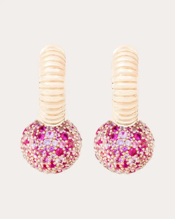 CAMPBELL + CHARLOTTE Sapphire Bobble Huggie Earrings - Pink