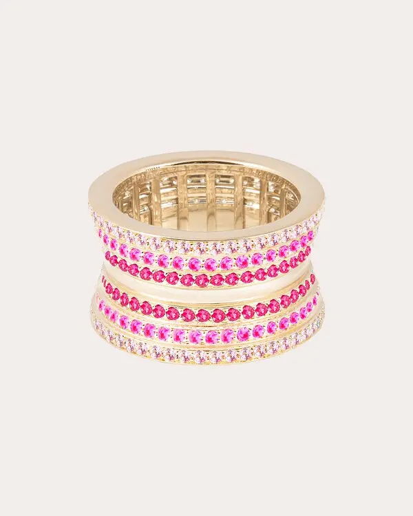 CAMPBELL + CHARLOTTE Sapphire Revel Dimensional Cigar Band Ring - Pink