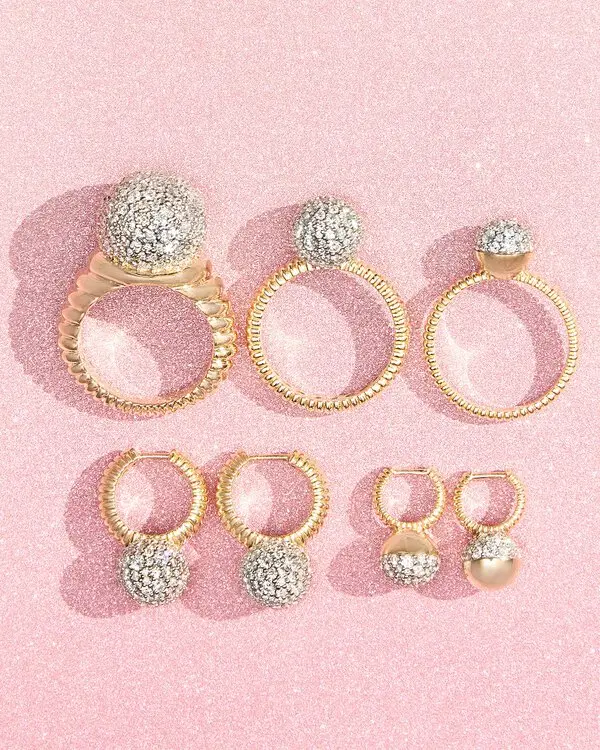 CAMPBELL + CHARLOTTE 14k Yellow Diamond Huggie Earrings