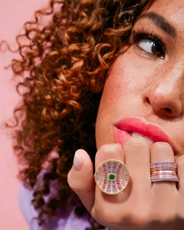 CAMPBELL + CHARLOTTE Tsavorite & Amethyst Revel Large Dimensional Ring